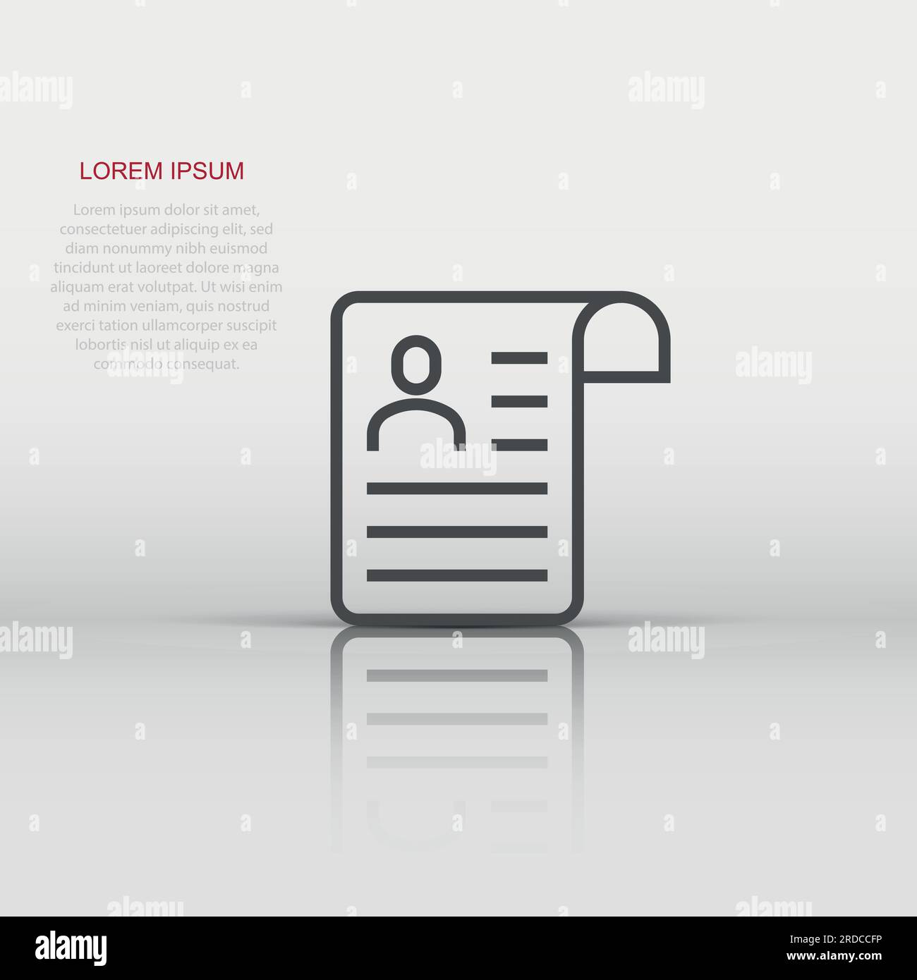 Resume icon in flat style. Contract document vector illustration on ...