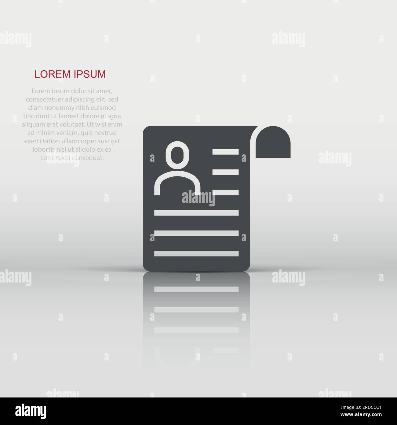 Resume icon in flat style. Contract document vector illustration on ...
