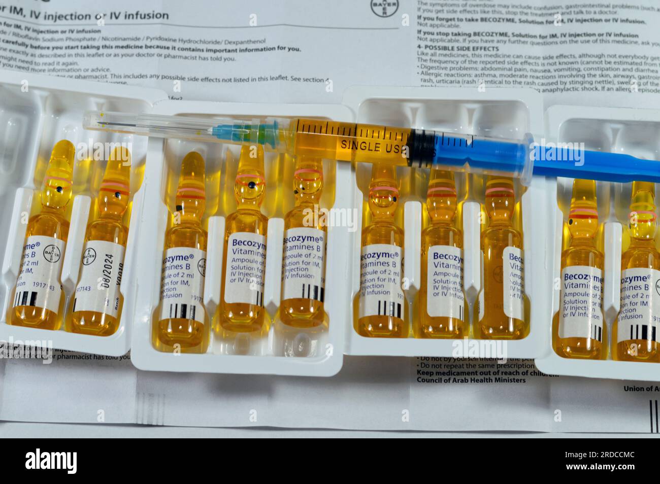 Cairo, Egypt, June 26 2023: Becozyme Injection Vitamins B1, B2, B3, B5 ...