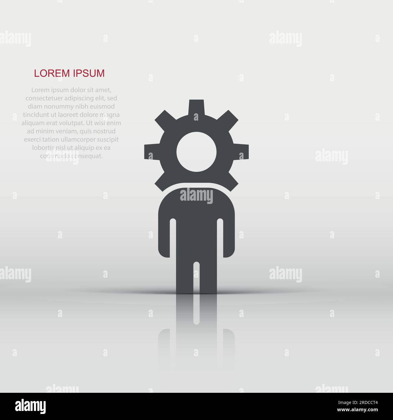 People with gear icon in flat style. Person cogwheel vector ...