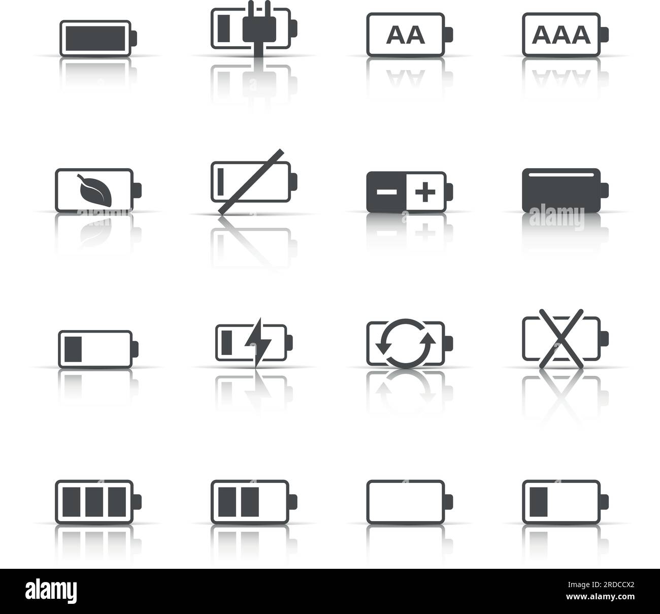 Battery charge icon set in flat style. Power level vector illustration ...