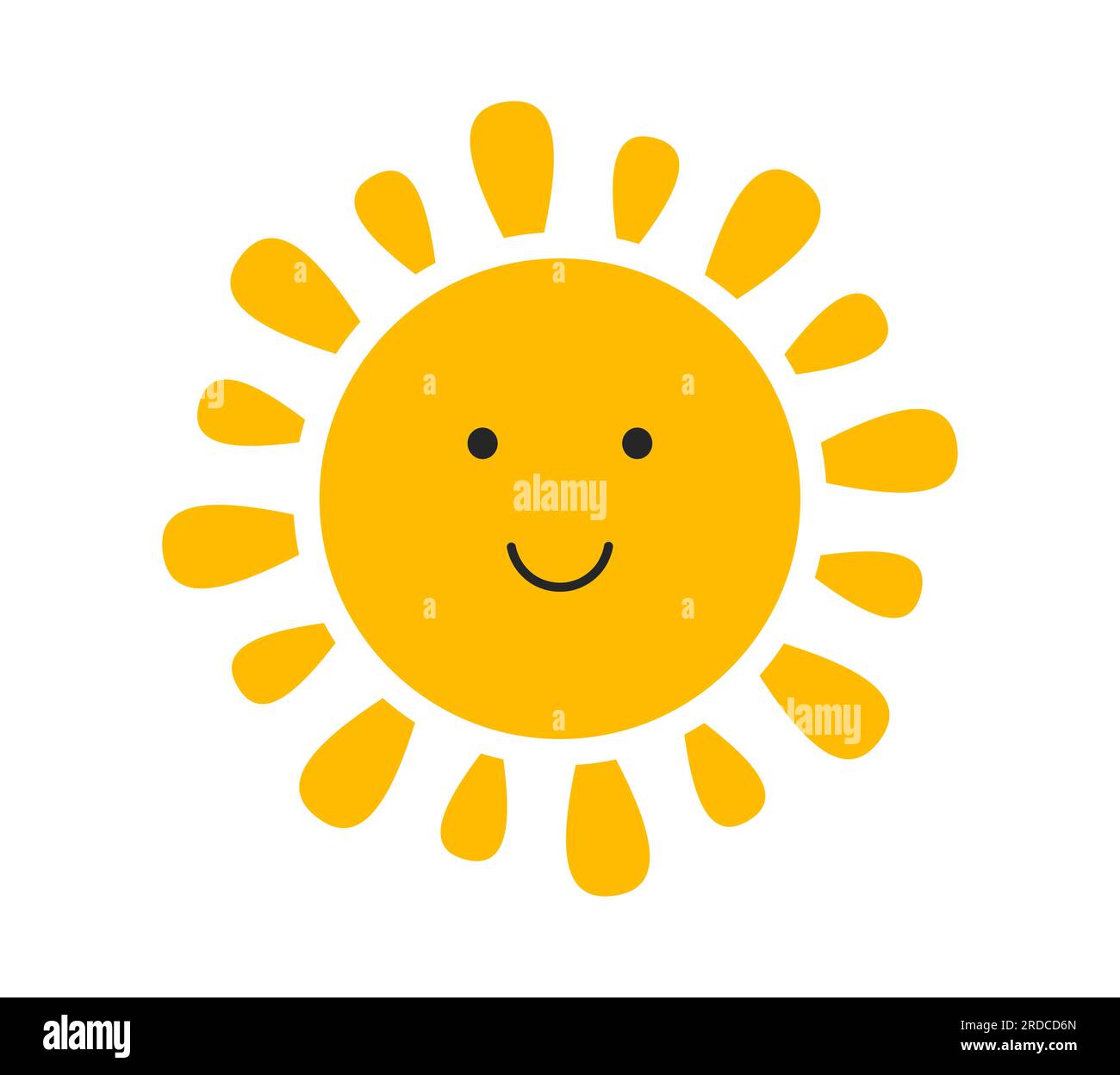 Cute smiling sun icon isolated on white background. Vector illustration ...