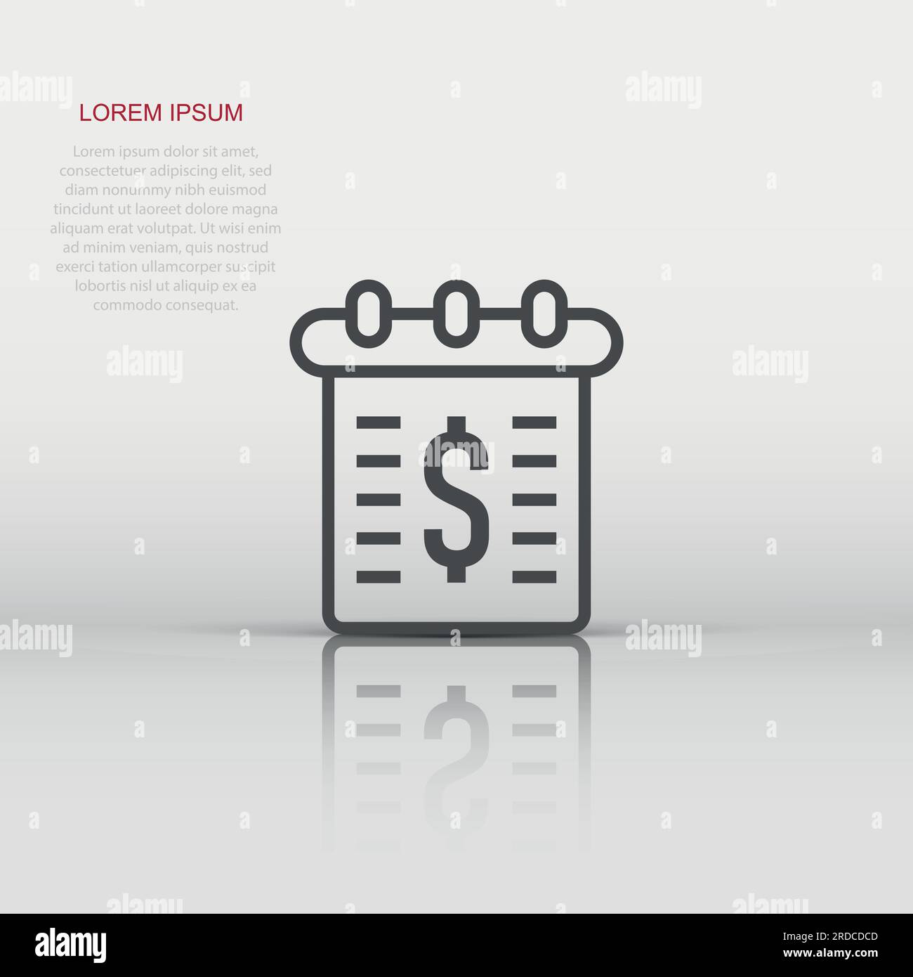 Calendar with money icon in flat style. Payment schedule vector ...