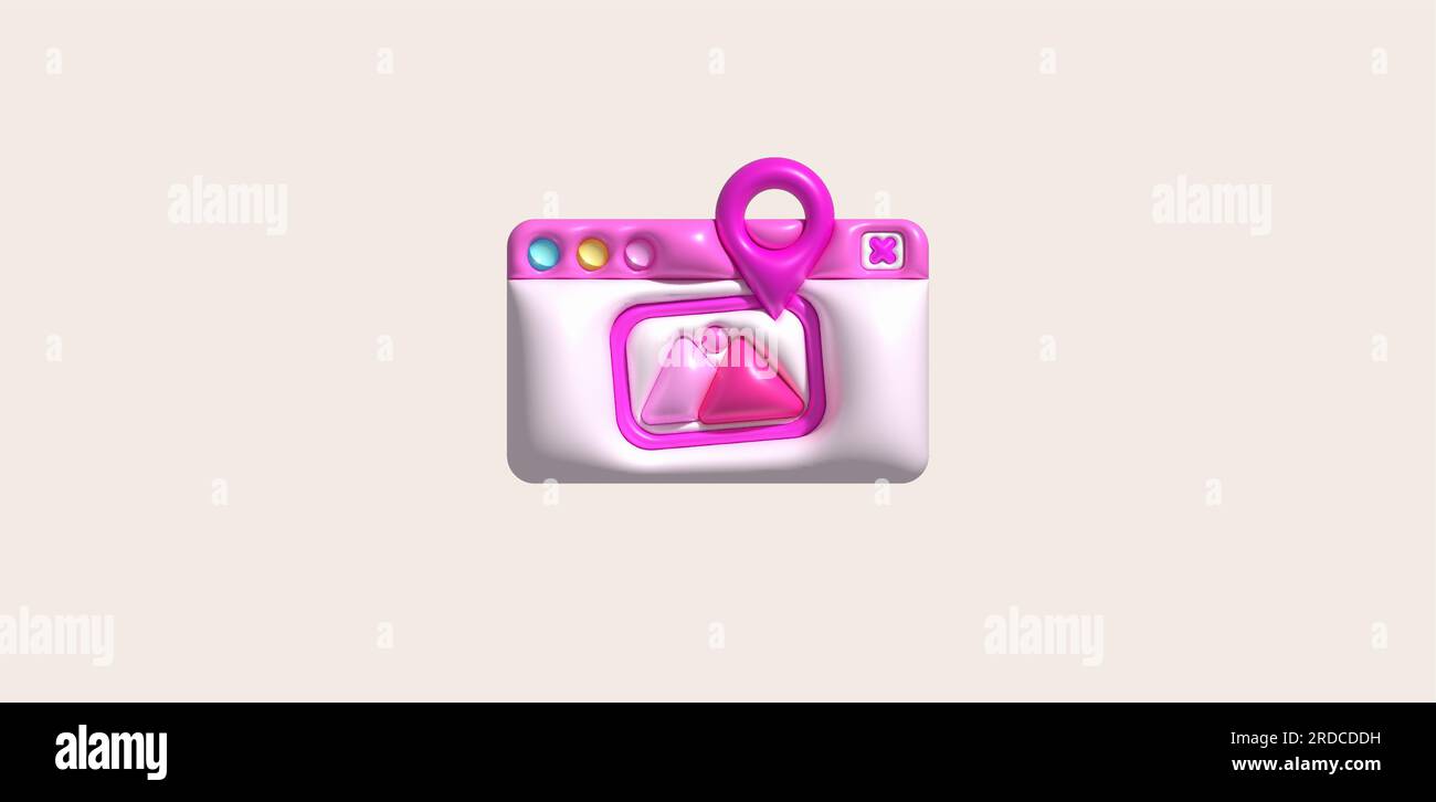 3d illustration pop up app window check in place in photo Stock Vector ...