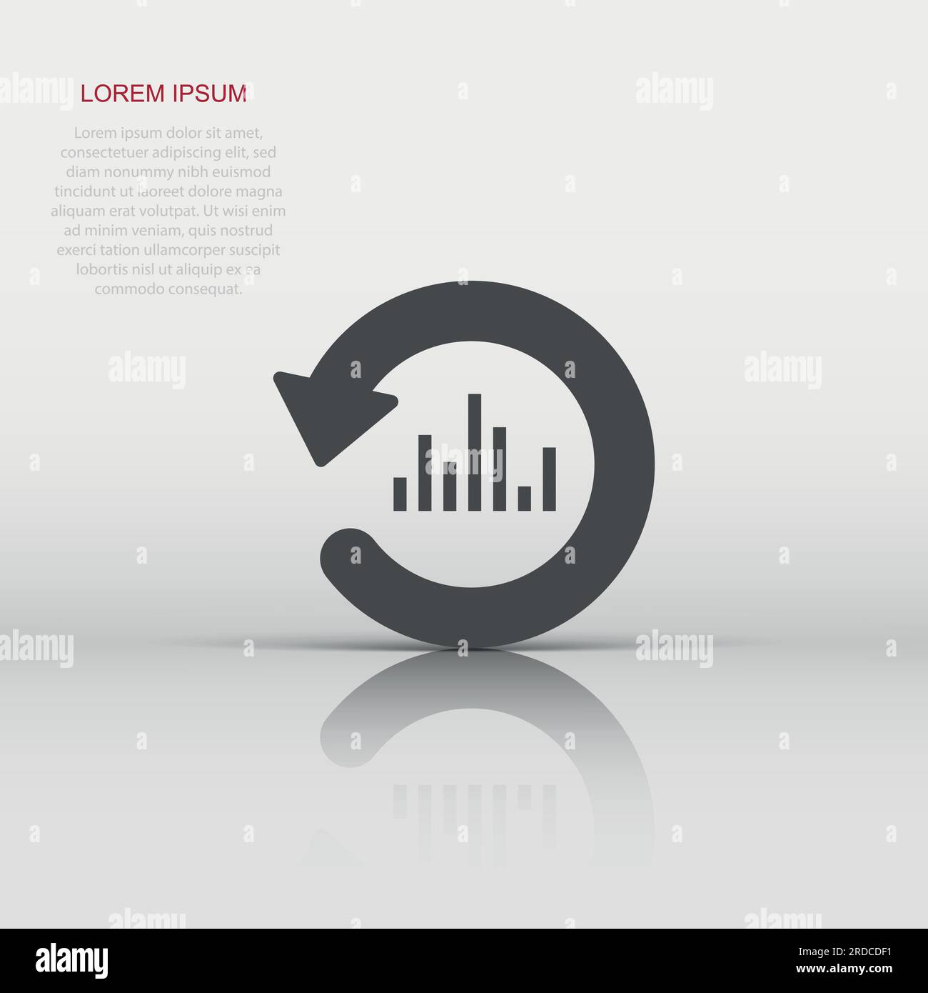 Growing bar graph icon in flat style. Increase arrow vector illustration on white isolated ...