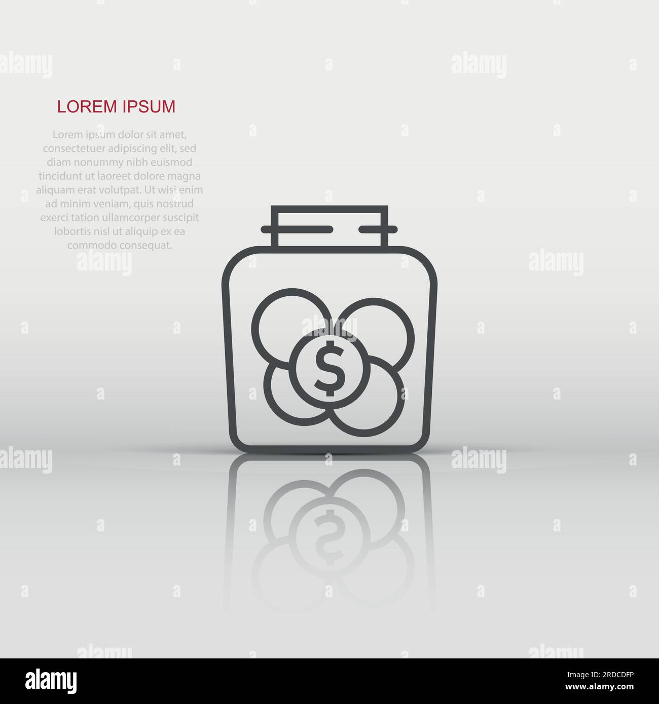 Money box icon in flat style. Coin jar container vector illustration on ...