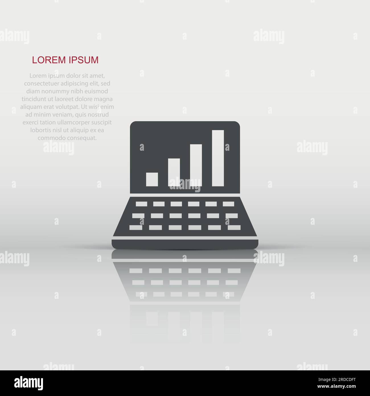 Laptop chart icon in flat style. SEO data vector illustration on white ...