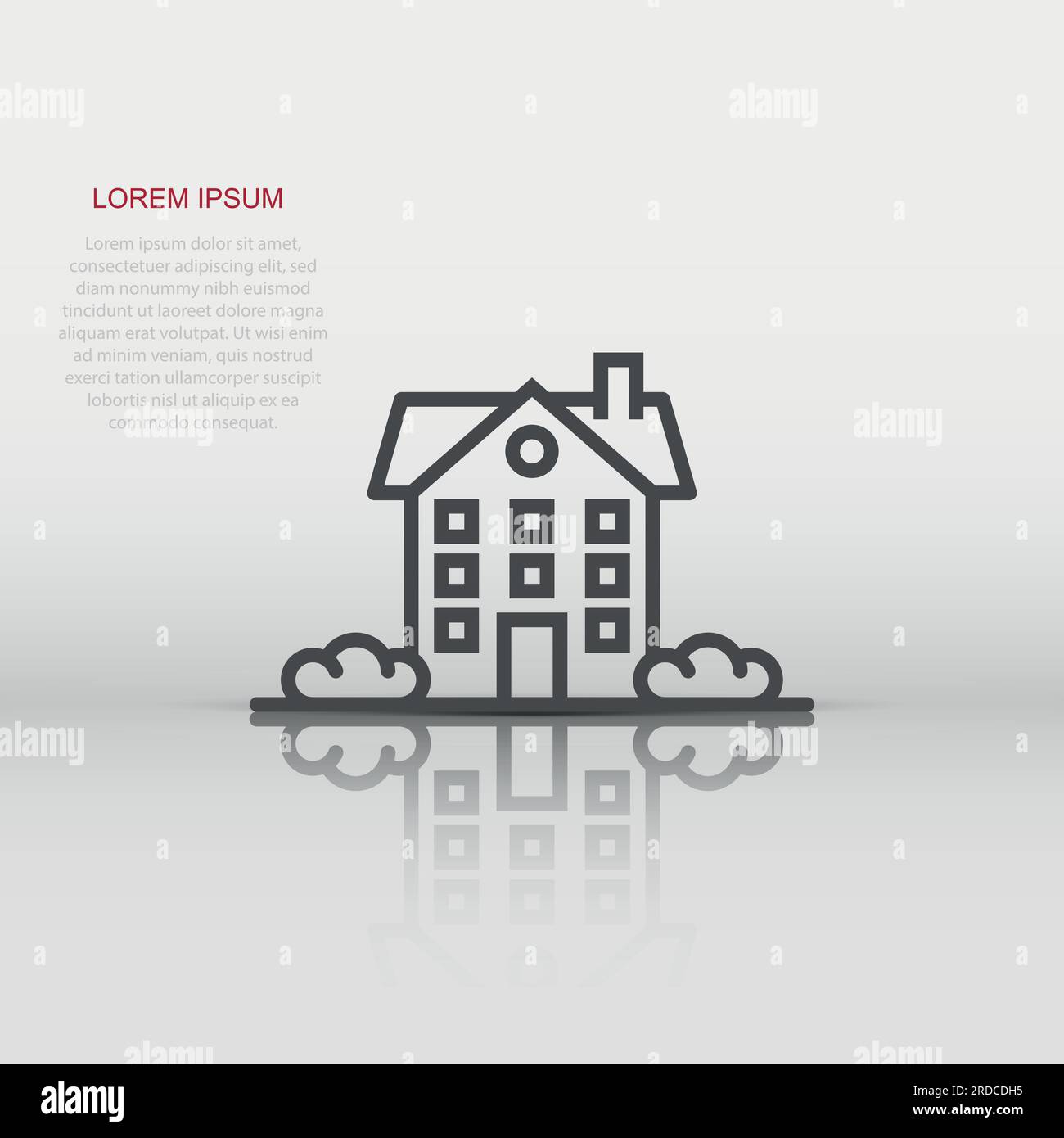 Building icon in flat style. Home vector illustration on white isolated ...