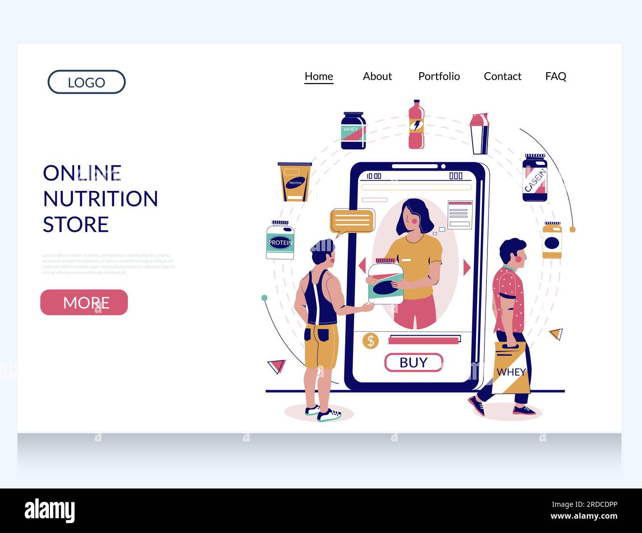 Online nutrition store vector website landing page design template ...