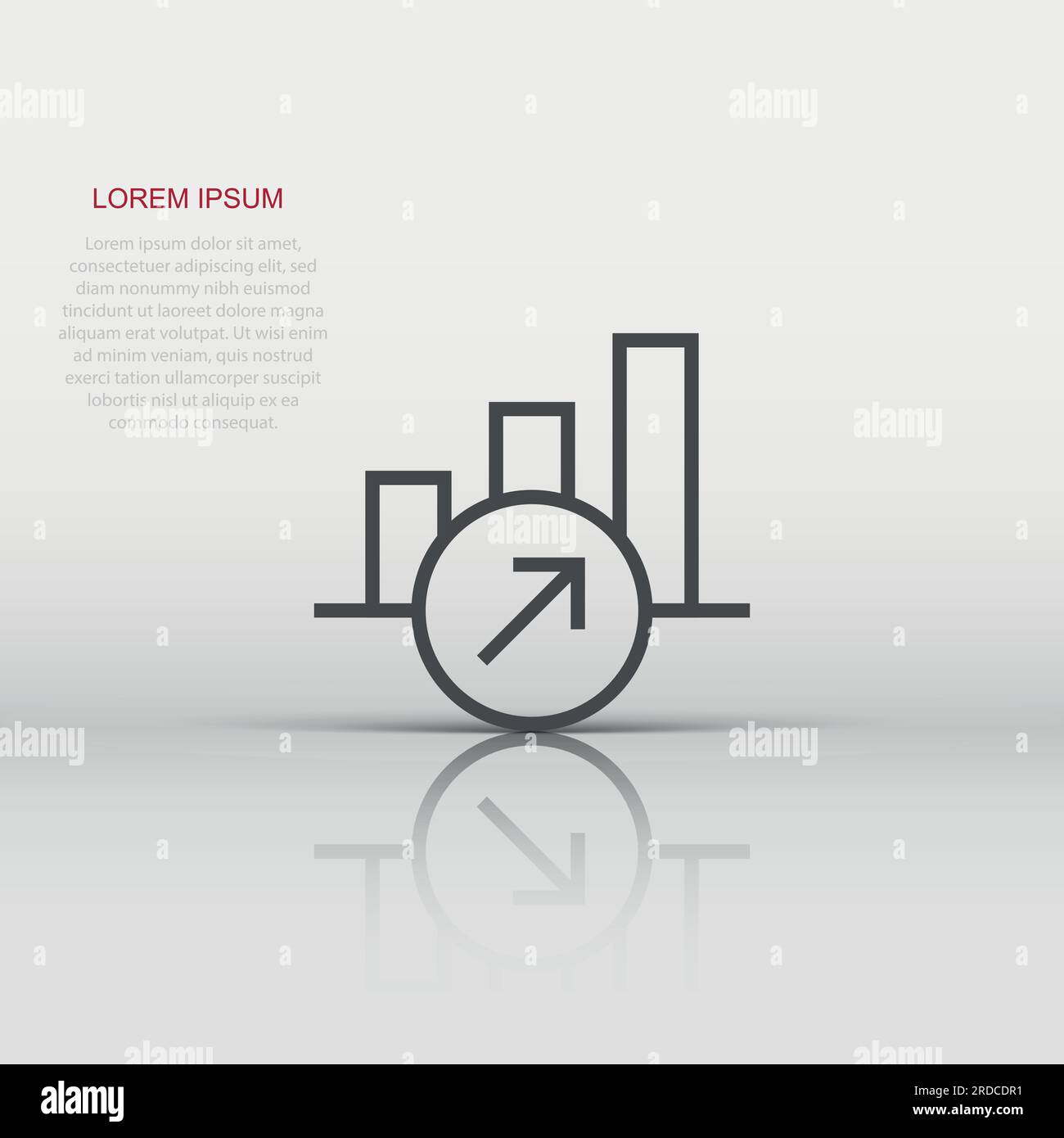 Market trend icon in flat style. Growth arrow with magnifier vector ...