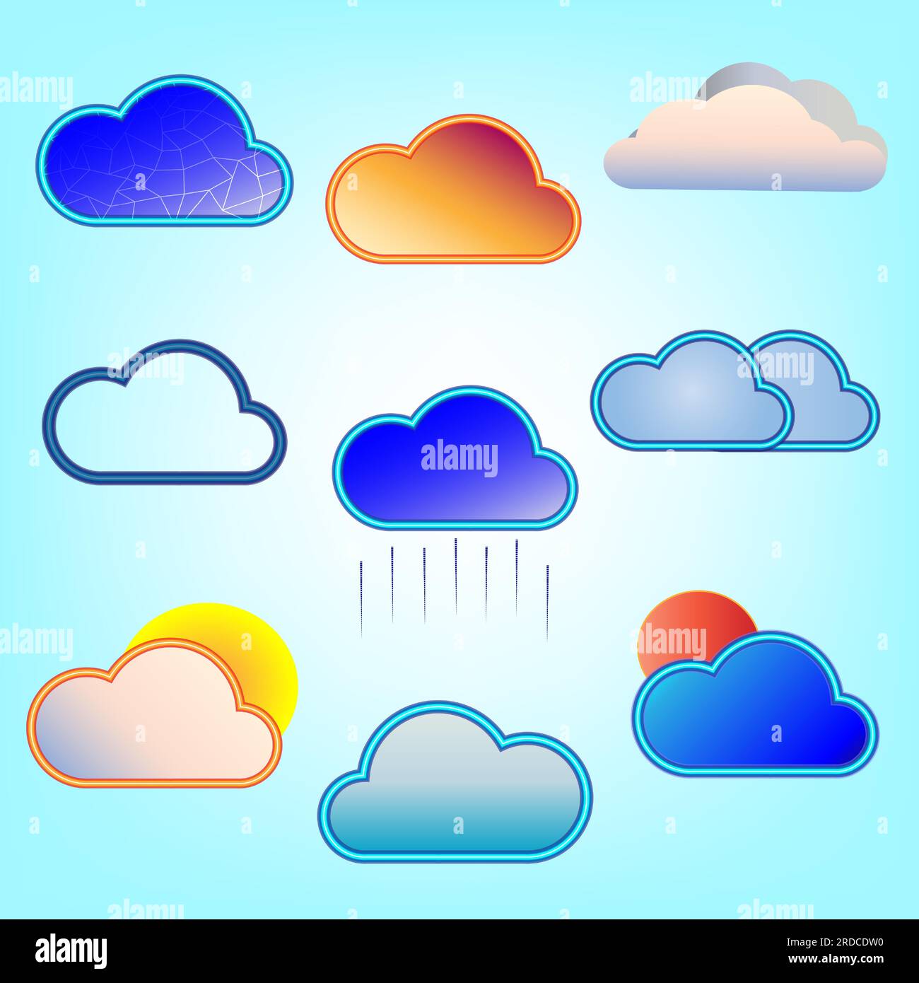 Set Of Cloudscape Icons Storage Download Network Wireless Technology