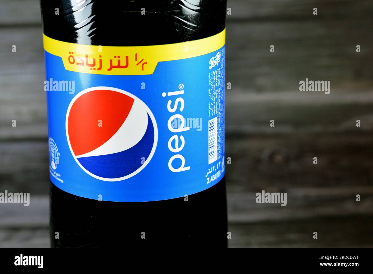 Cairo, Egypt, July 9 2023: Pepsi, a Cola flavor plastic bottle, a ...