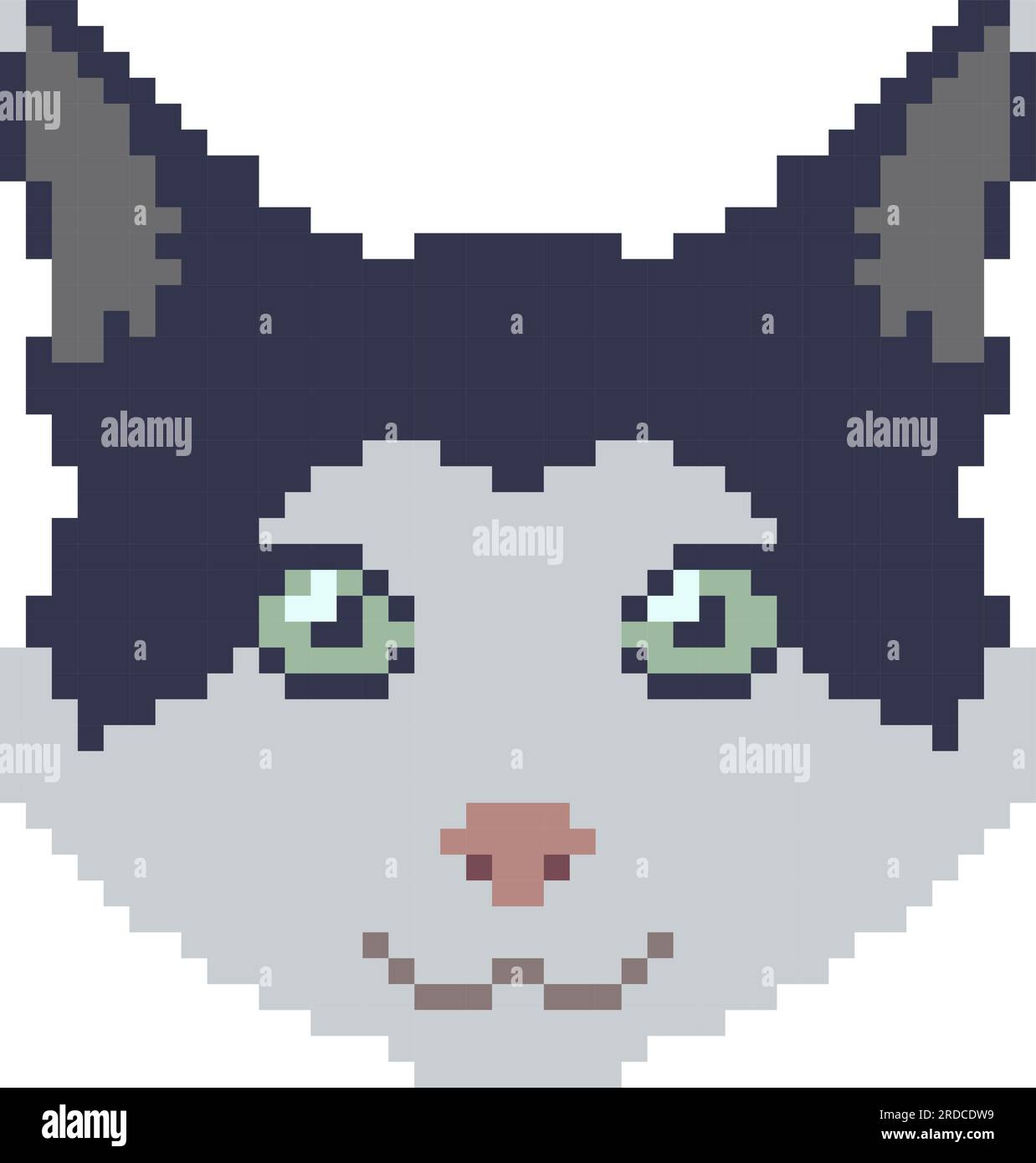 Pixel art cat face. Pet animal vector illustration Stock Vector Image ...