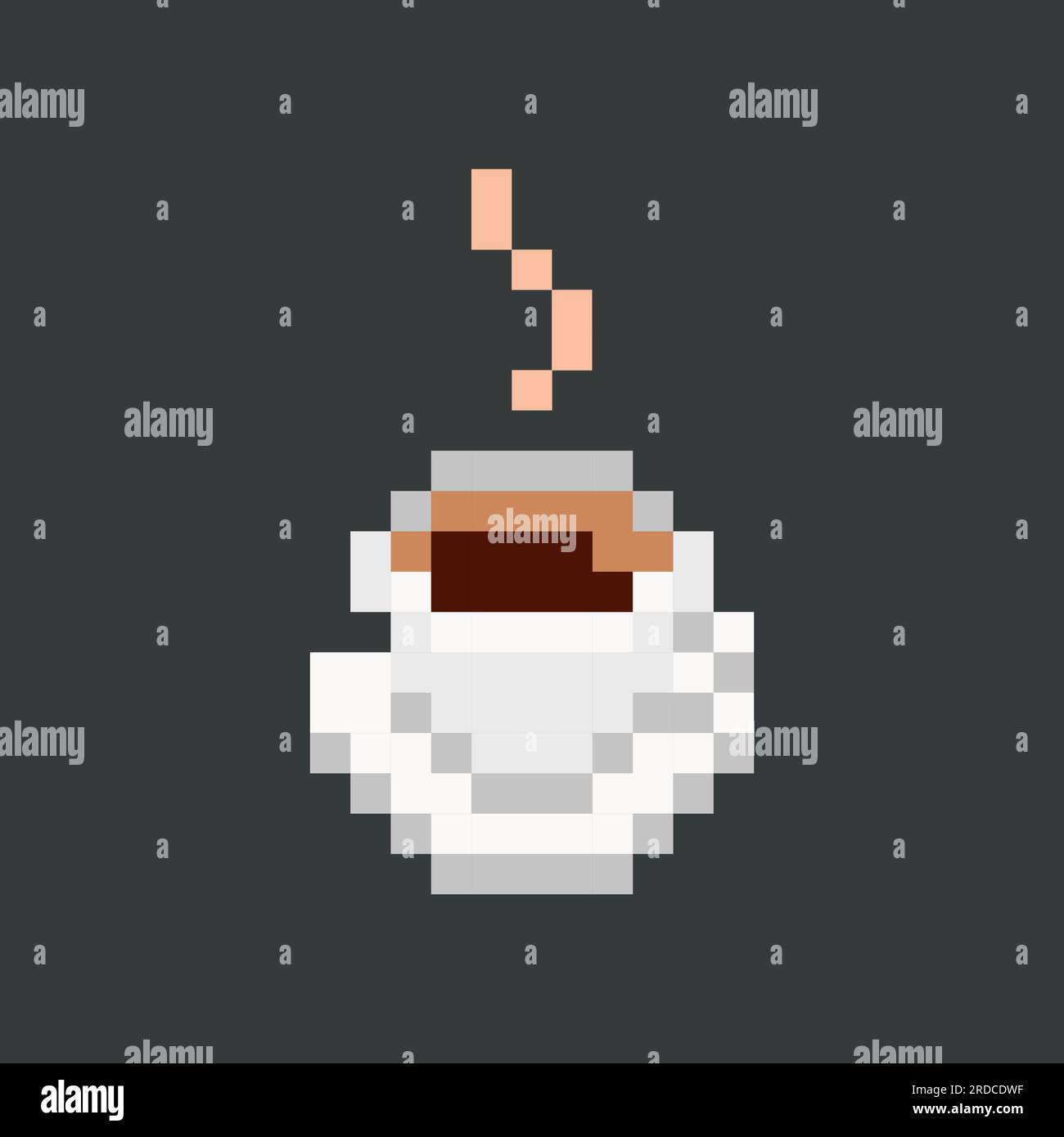 Pixel art cup of coffee icon. Old school video game style design ...