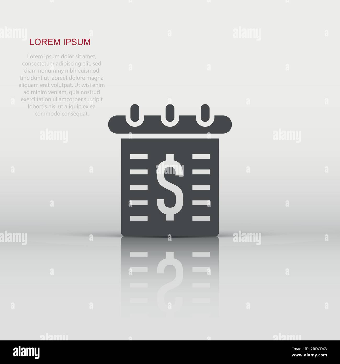Calendar with money icon in flat style. Payment schedule vector ...