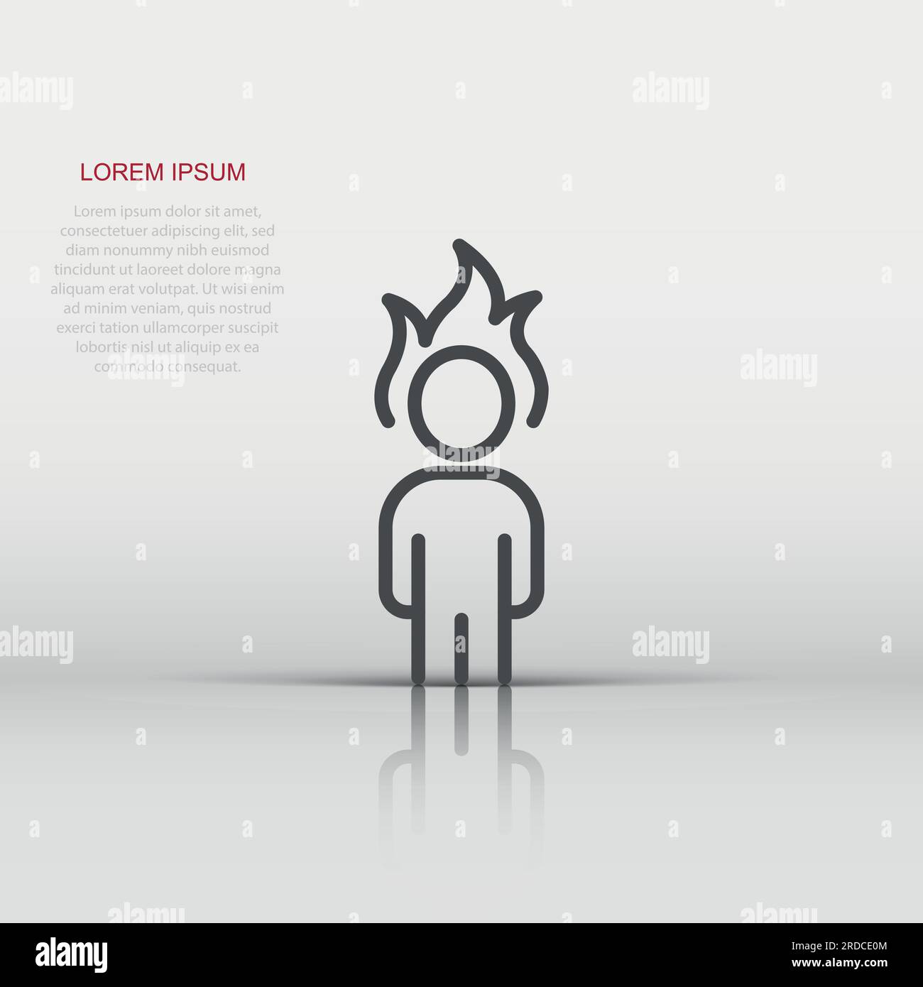 People with flame head icon in flat style. Stress expression vector ...