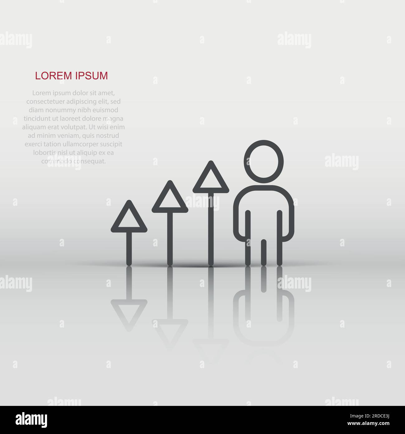 People with growth arrow icon in flat style. Work strategy vector ...