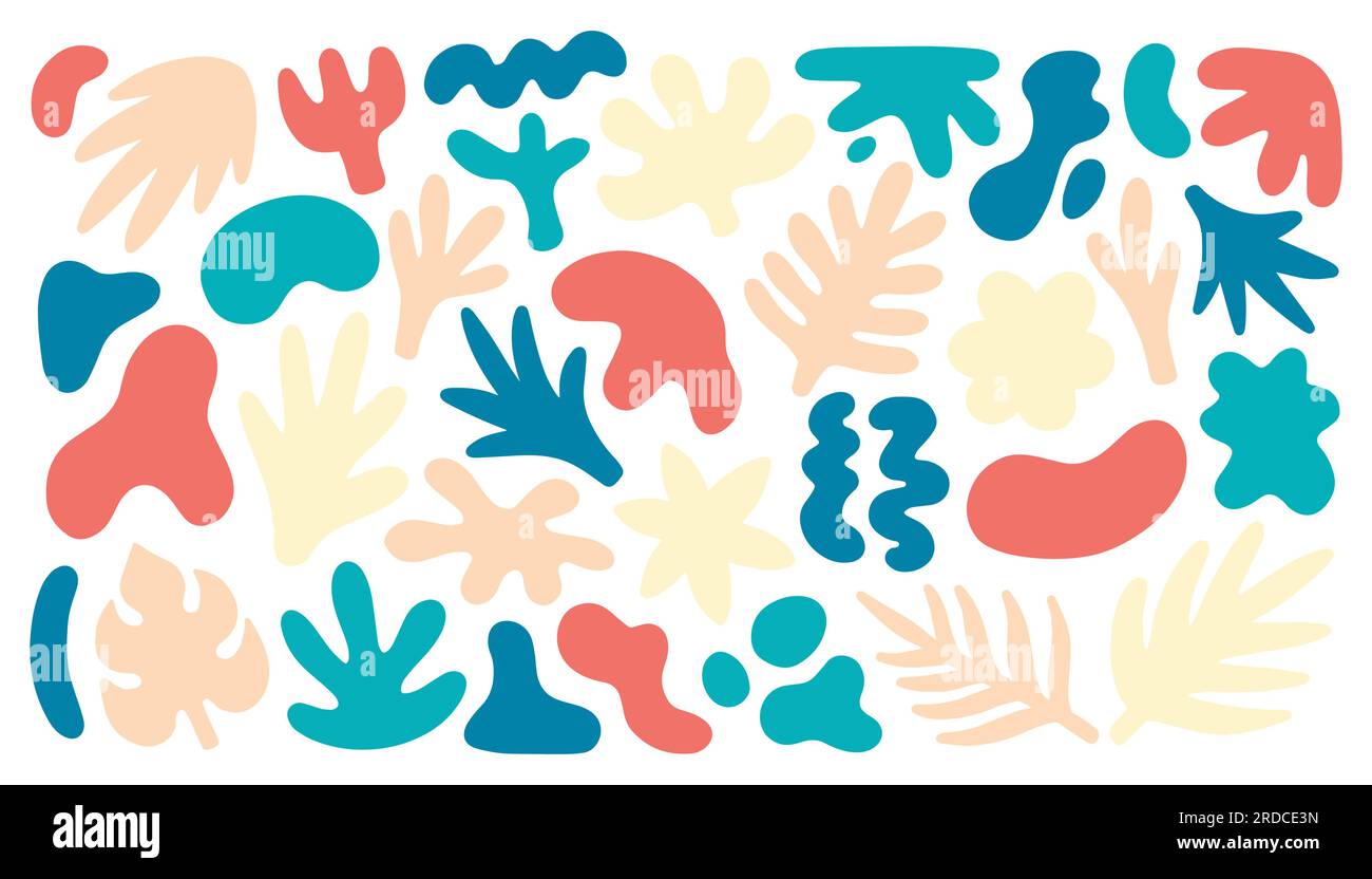 Big set of colorful hand painted various shapes, curls, forms, brush ...