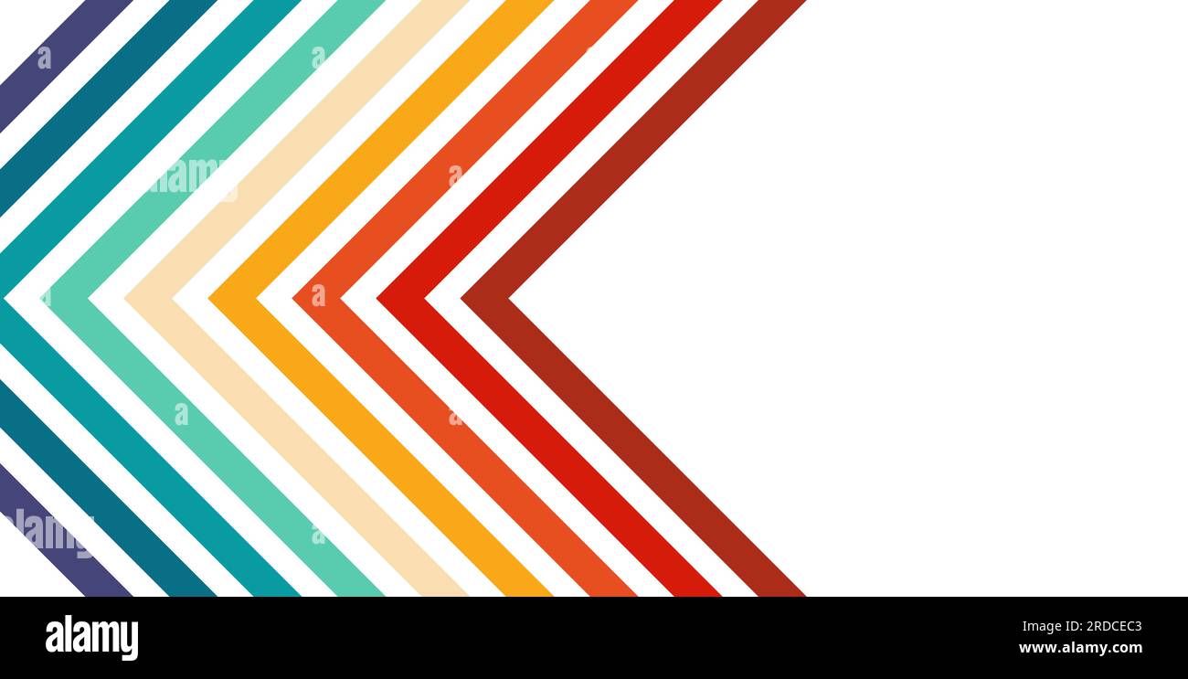 Chevron shapes retro colors stripes on white background. Vector ...