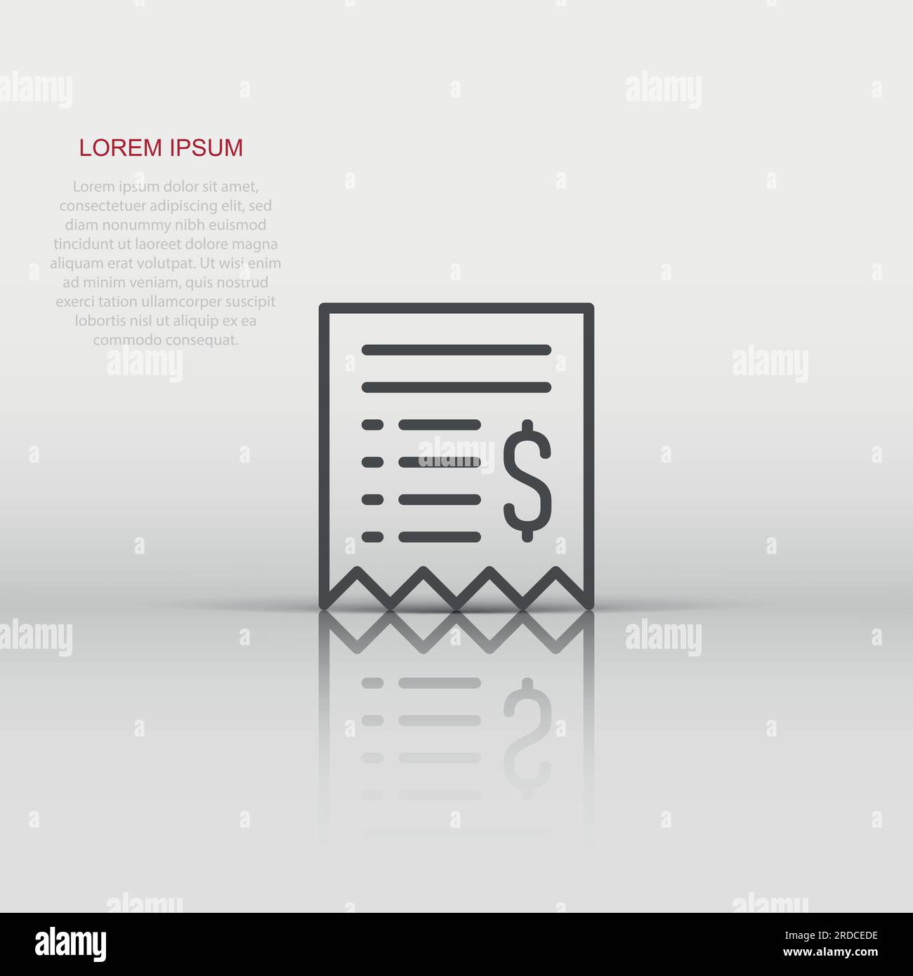 Money check icon in flat style. Checkbook vector illustration on white ...