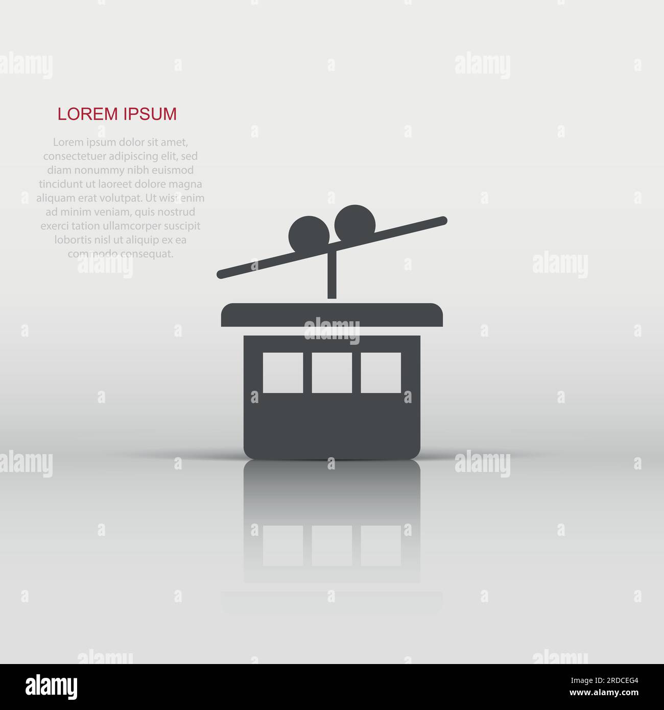 Cable car icon in flat style. Elevator cabin vector illustration on ...