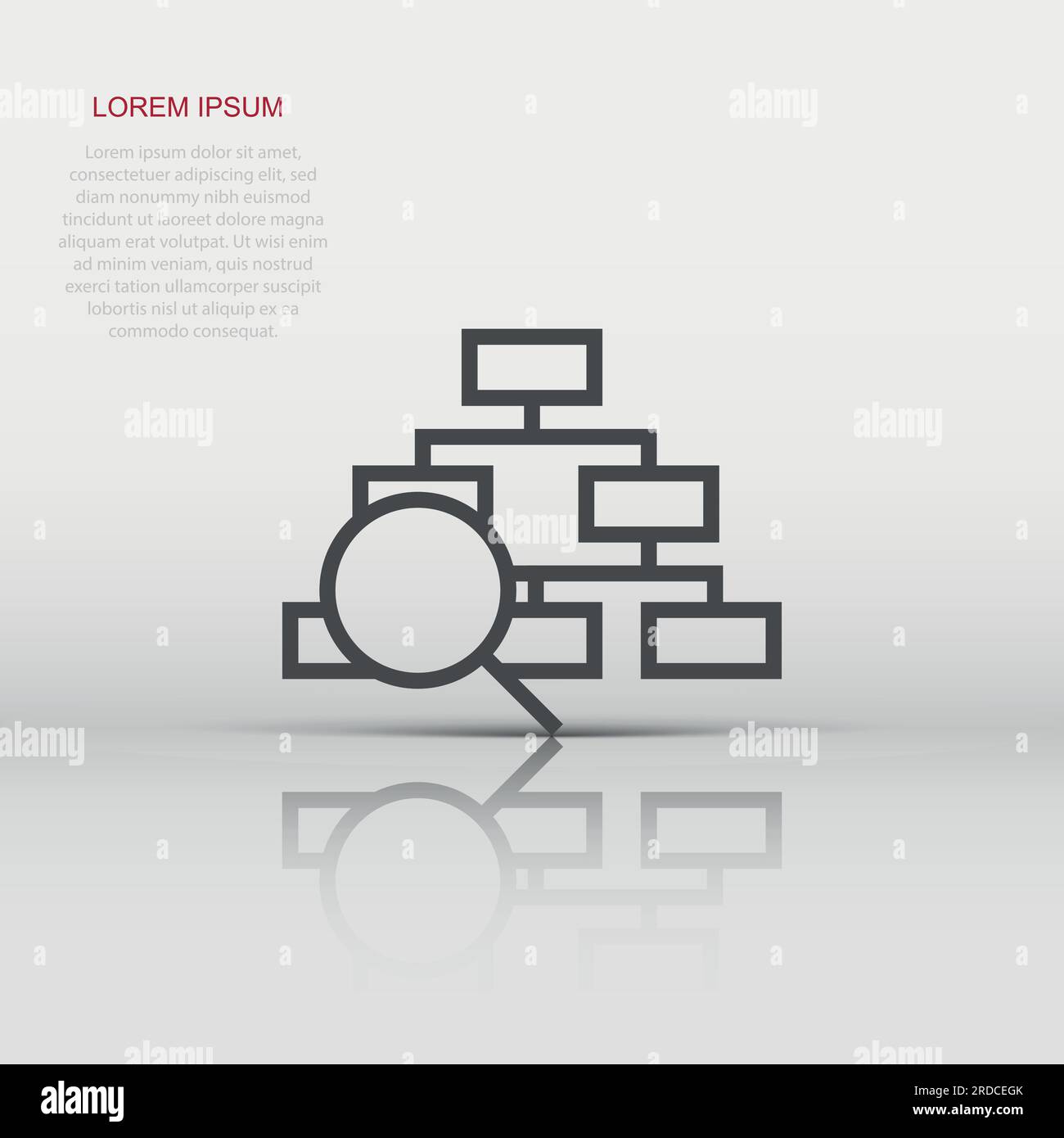 Hierarchy diagram icon in flat style. Structure search vector ...