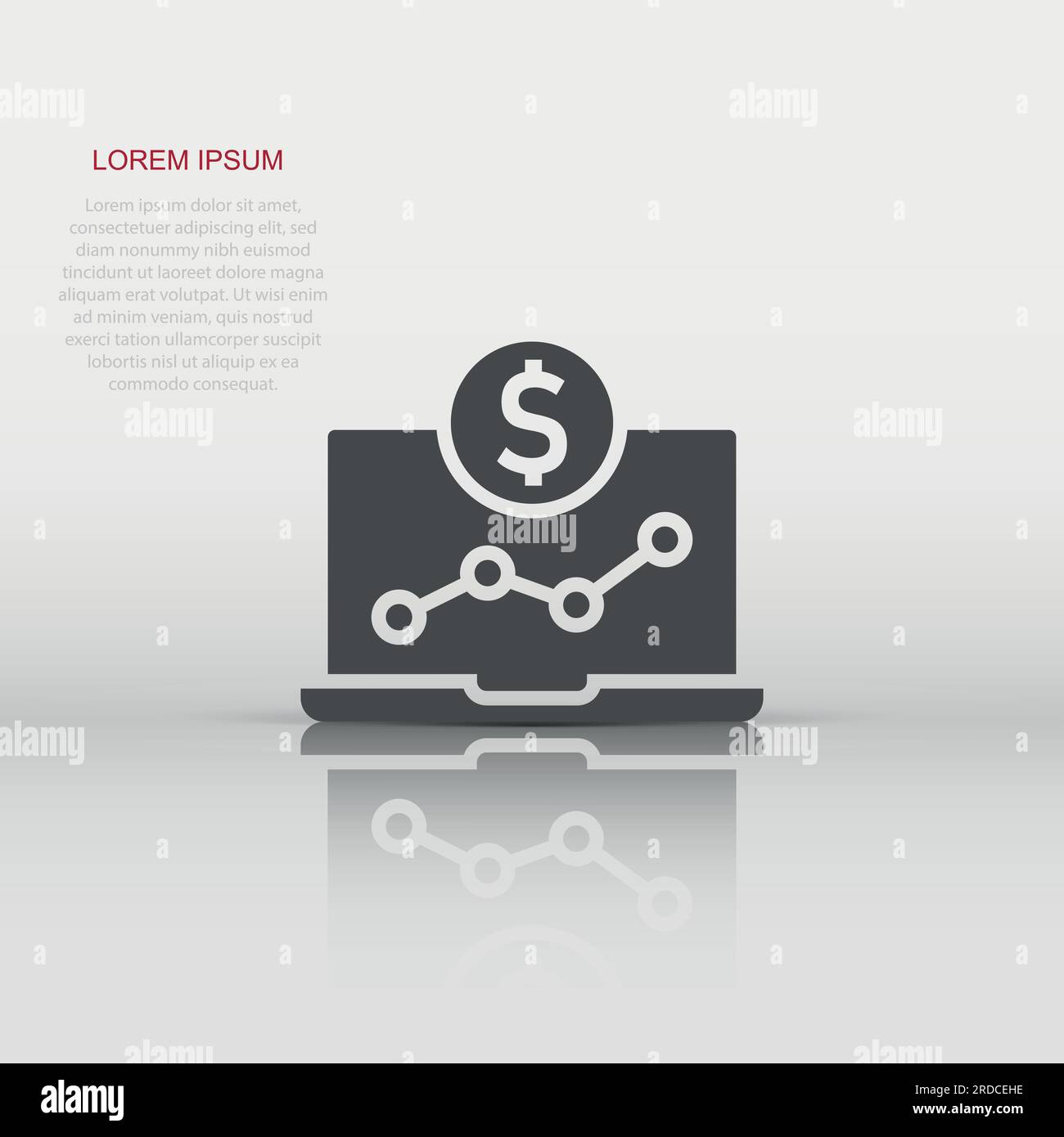 Laptop computer chart icon in flat style. Money diagram vector ...
