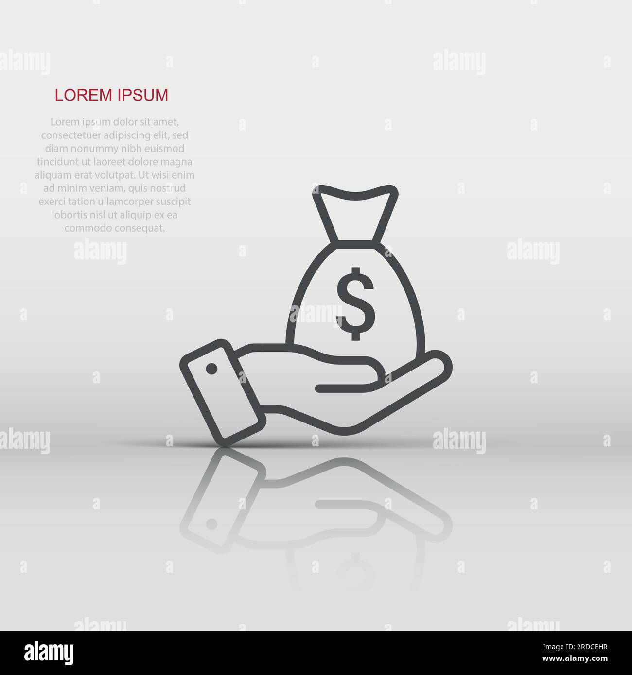 Remuneration icon in flat style. Money in hand vector illustration on ...