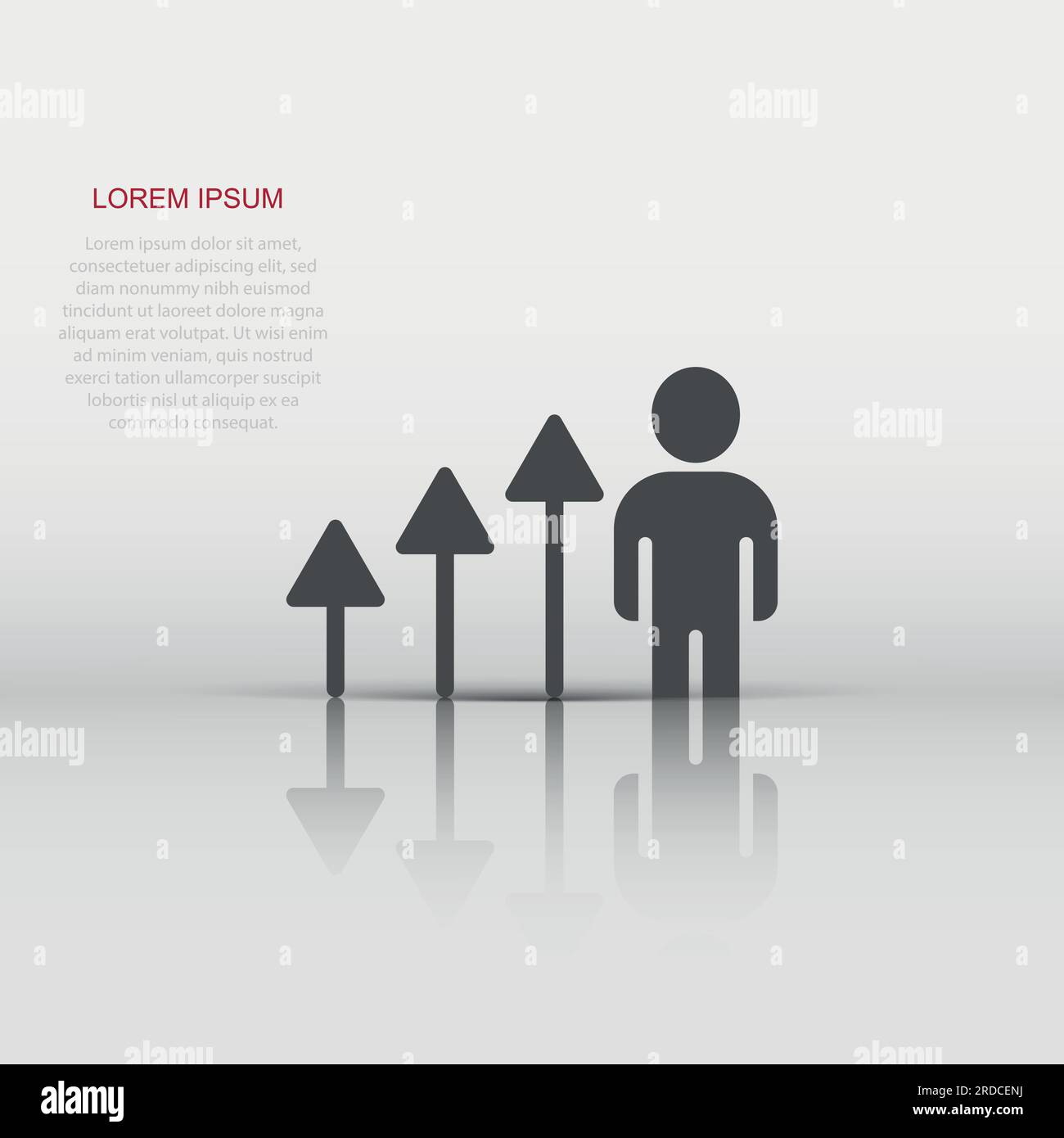 People with growth arrow icon in flat style. Work strategy vector ...