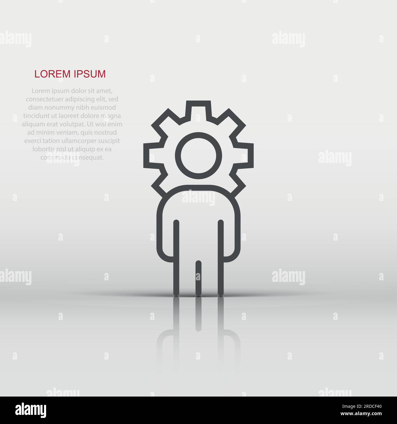 People with gear icon in flat style. Person cogwheel vector ...