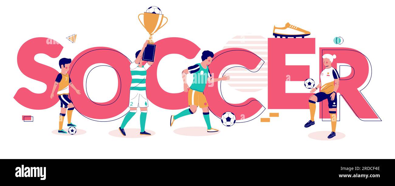 Soccer typography banner template, vector flat illustration Stock ...