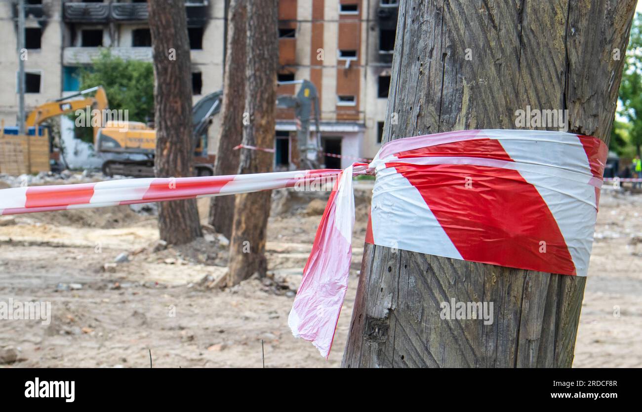 Demolition of a high-rise building. The collapse of a residential ...