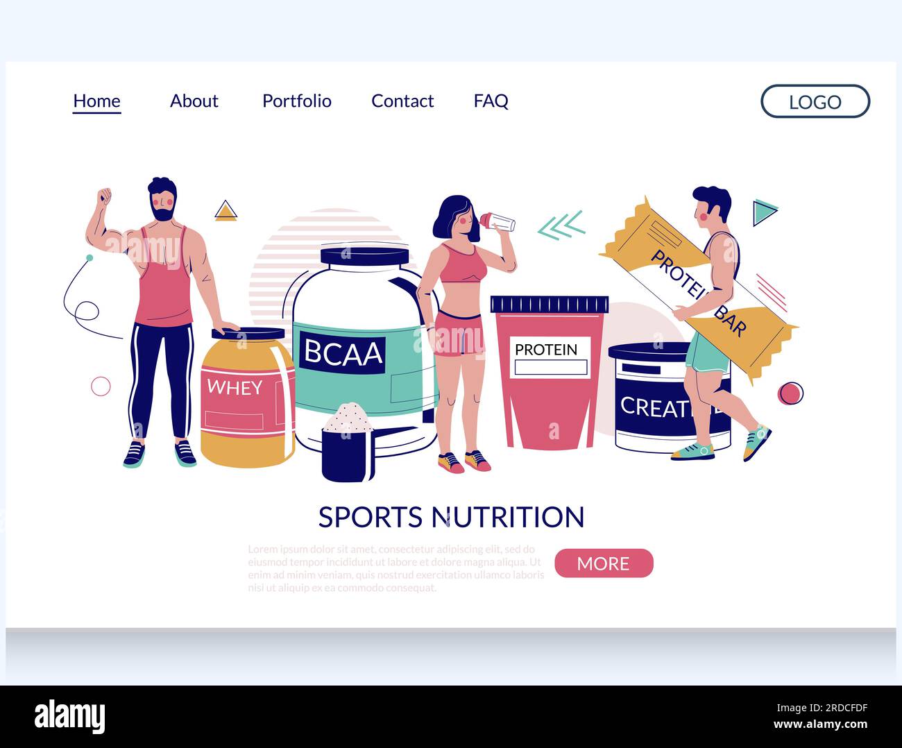 Sports nutrition vector website landing page design template Stock ...