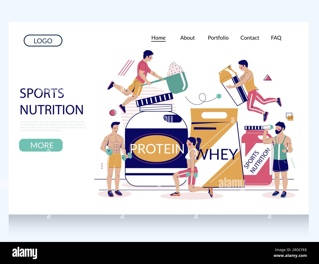 Sports nutrition vector website landing page design template Stock ...