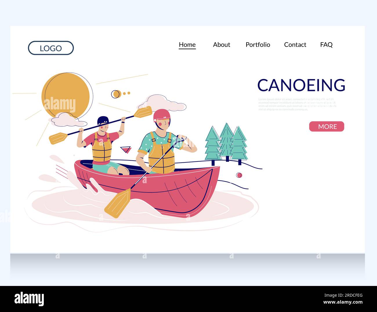 Canoeing vector website landing page design template Stock Vector Image ...