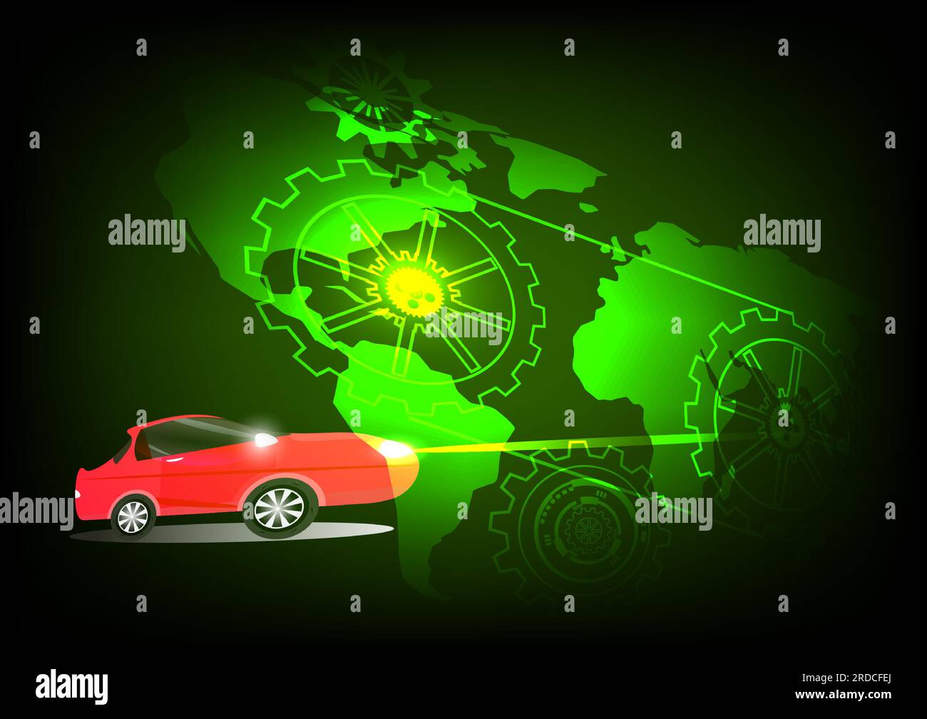 Abstract background electric power car machine gear technology ...