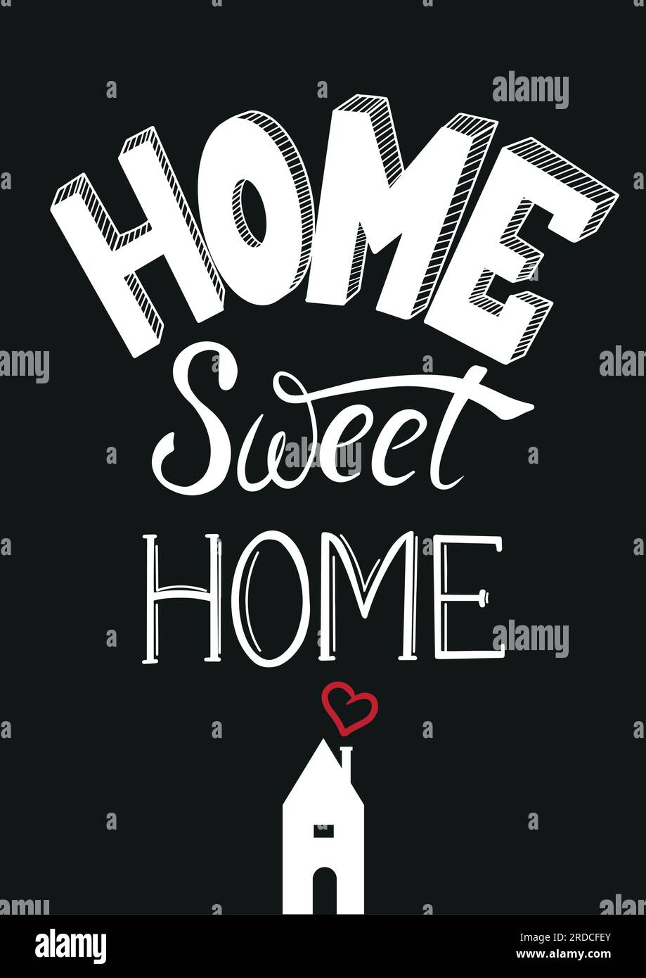 Home Sweet Home Vector lettering illustration with cute doodle houses ...