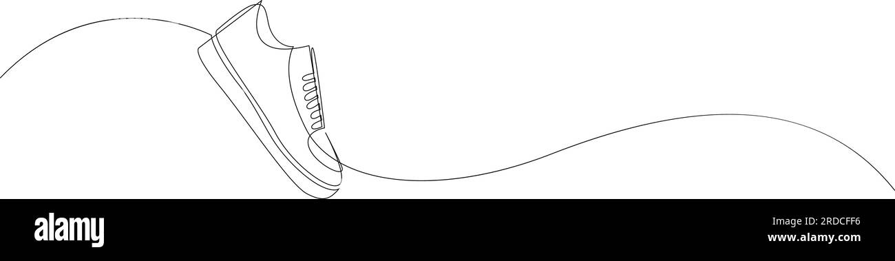 Shoe single continuous line drawing. Sports shoes drawn in a one line ...
