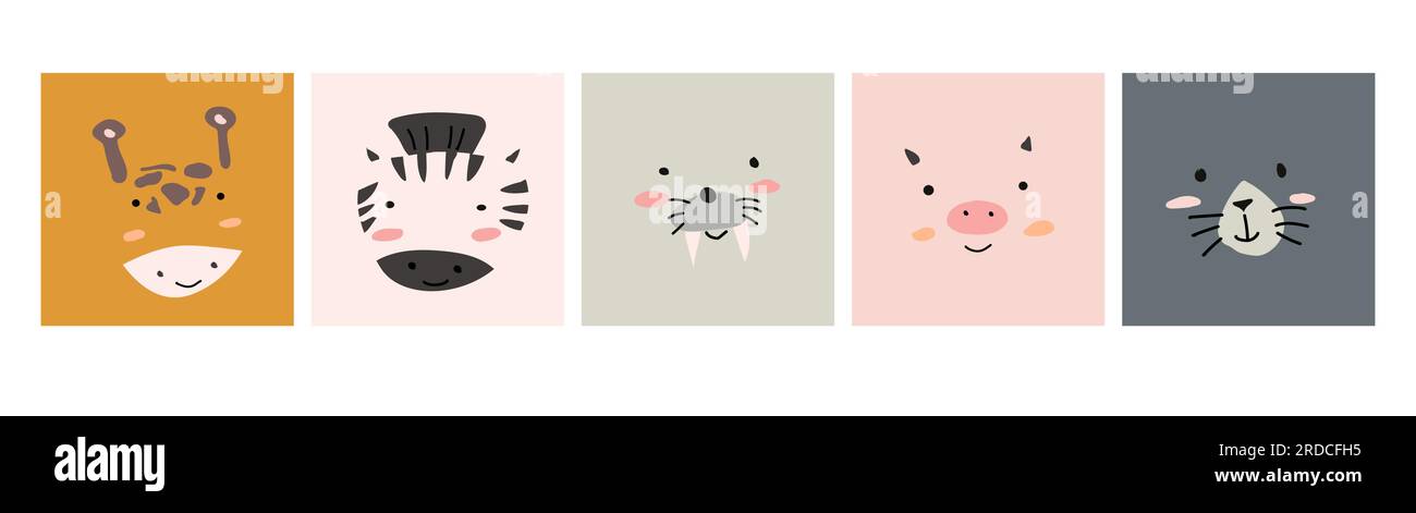 cute simple animal portrait in scandinavian style Stock Vector Image ...