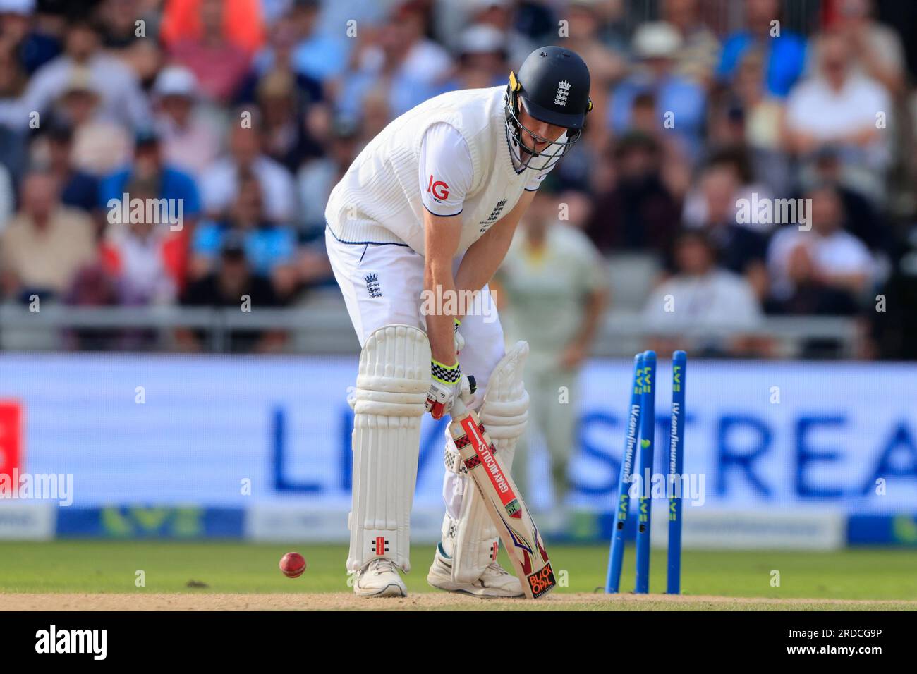 Zac Crawley is bowled by Cameron Green for 189 runs during the LV ...
