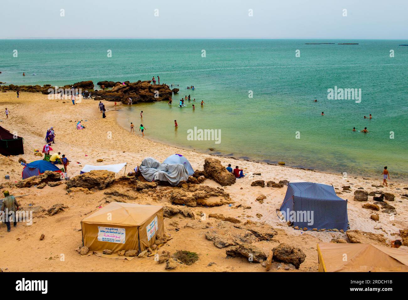 Dkhala, Morocco - 20 June 2022 : People having fun in a tropical beach ...