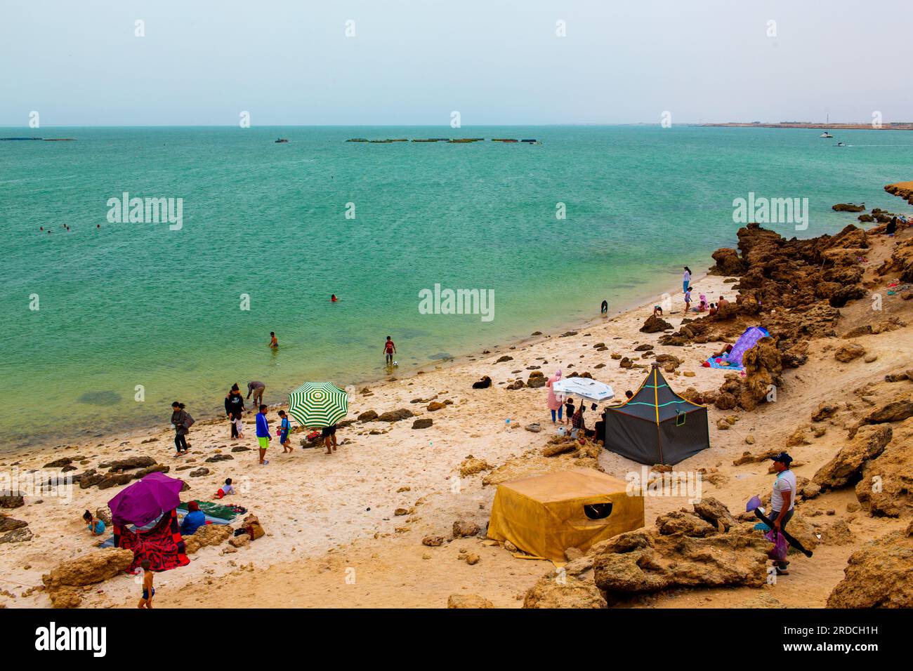 Dkhala, Morocco - 20 June 2022 : People having fun in a tropical beach ...