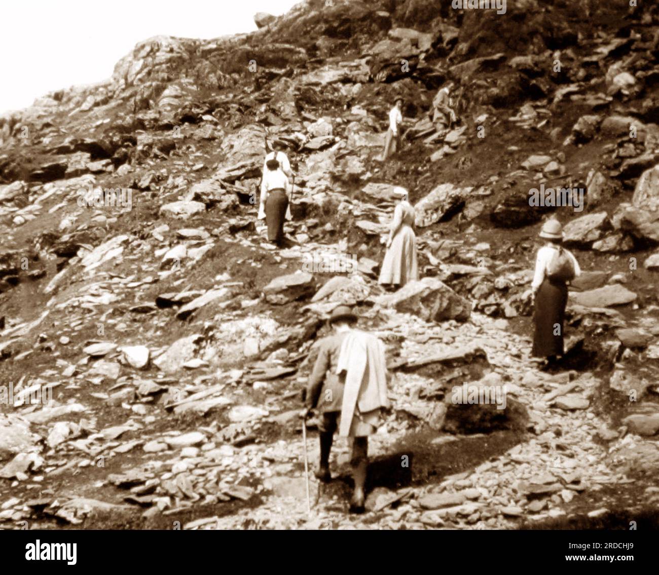 Climbing Snowdon, Victorian period Stock Photo - Alamy