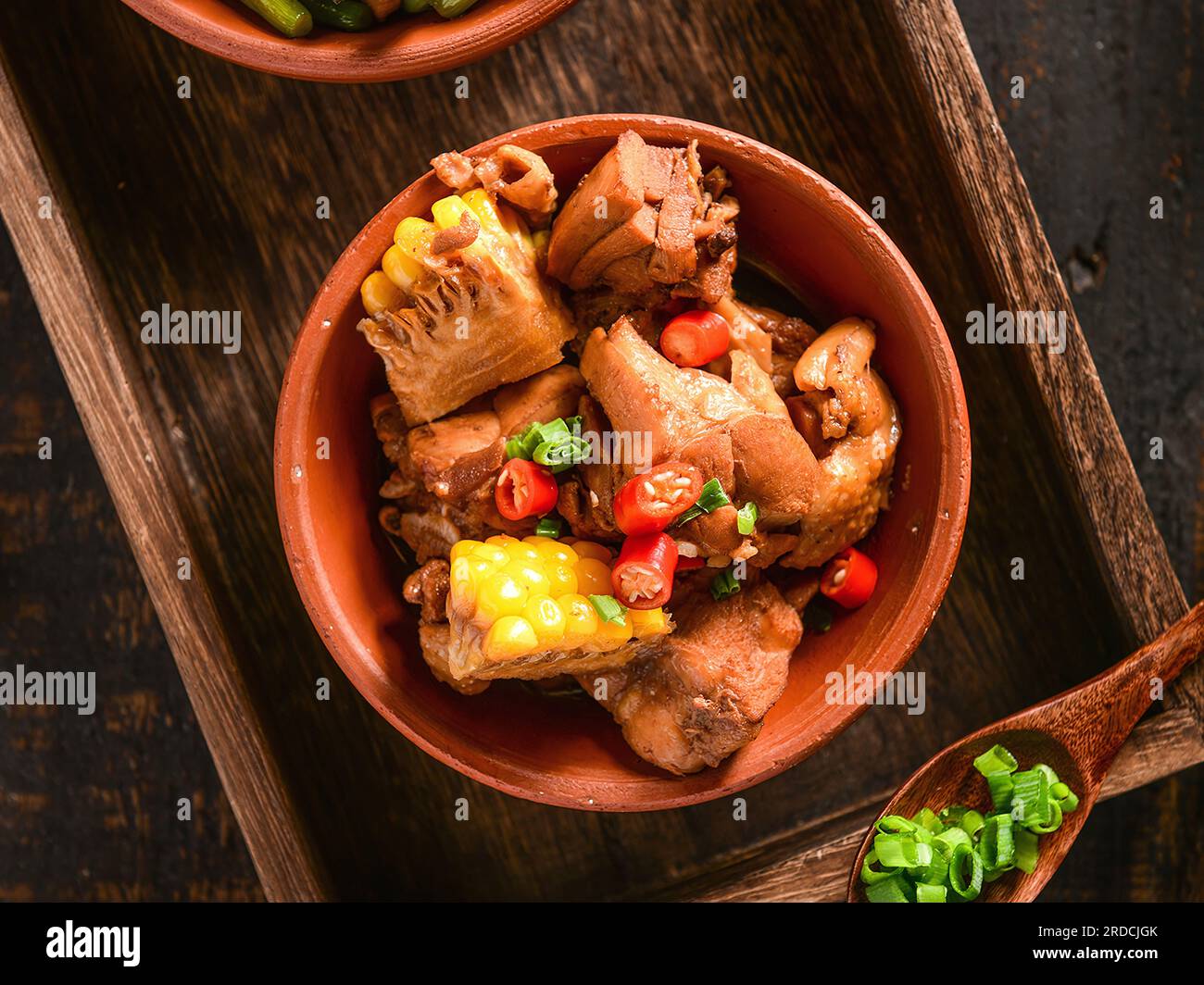 Dry-braised Chicken and Mushrooms in Chili Sauce Stock Photo - Alamy