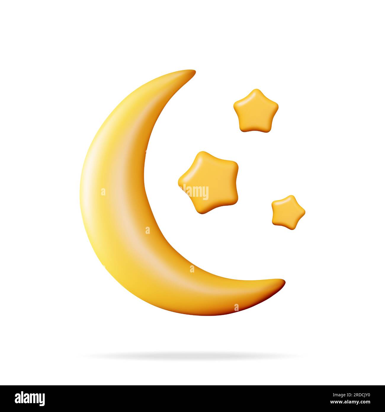 3D Gold Crescent Moon with Stars Stock Vector Image & Art - Alamy