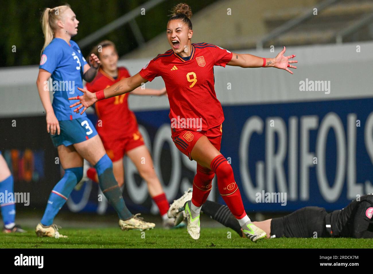 Carla Camacho (9) of Spain pictured celebrating after scoring a goal ...