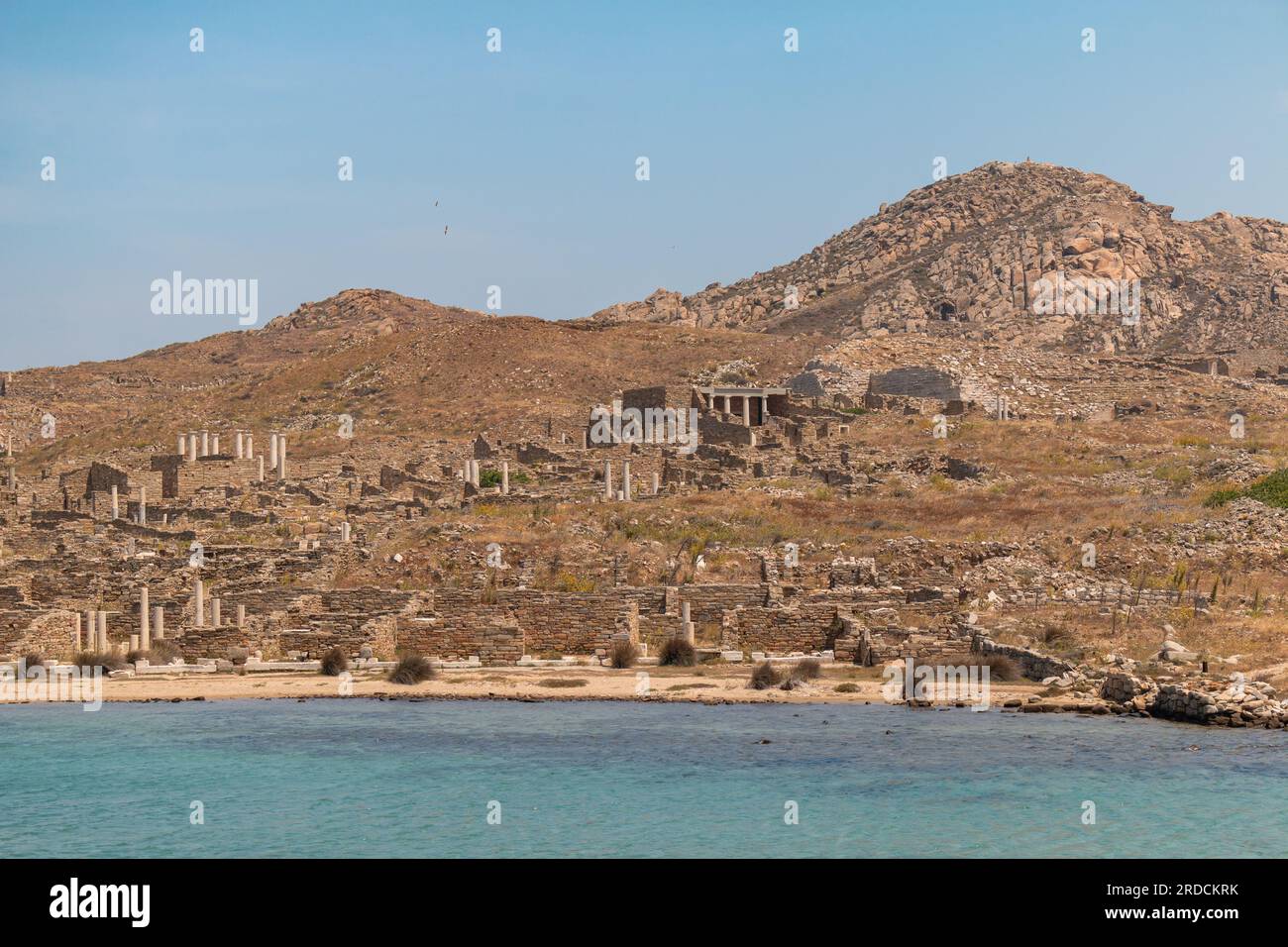 Delos island - view of this famous archaeological site from the water ...