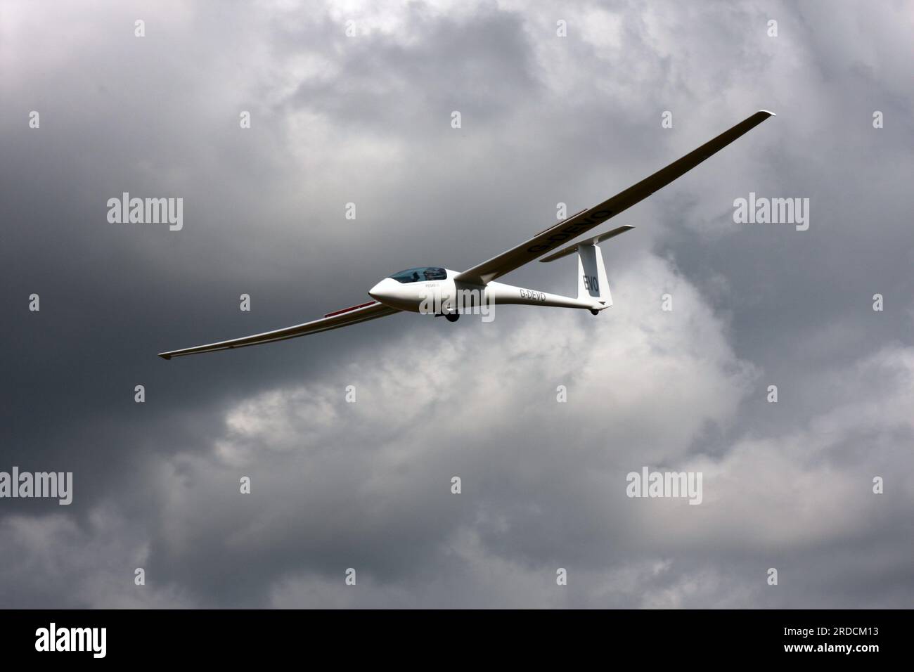 A Centrair 101A Pegase glider approaching to land at a private airfield ...