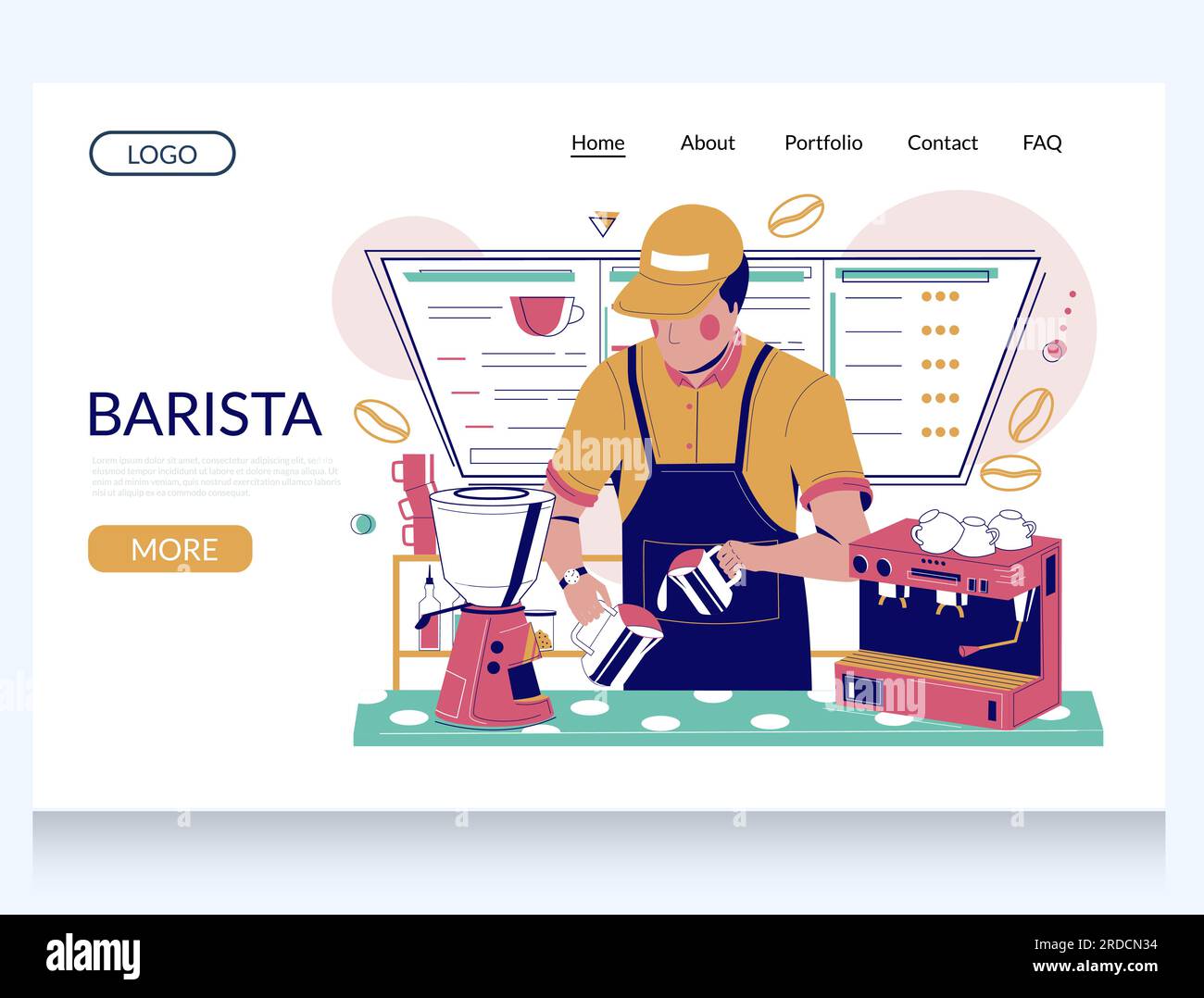 Barista vector website landing page design template Stock Vector Image ...