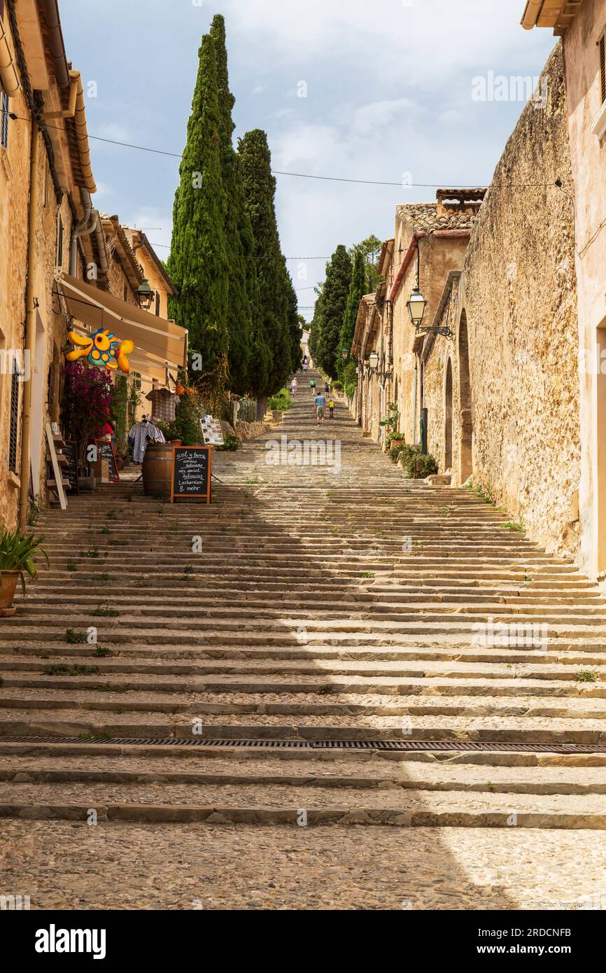 The Pollença staircase with 365 steps in the charming village in the ...